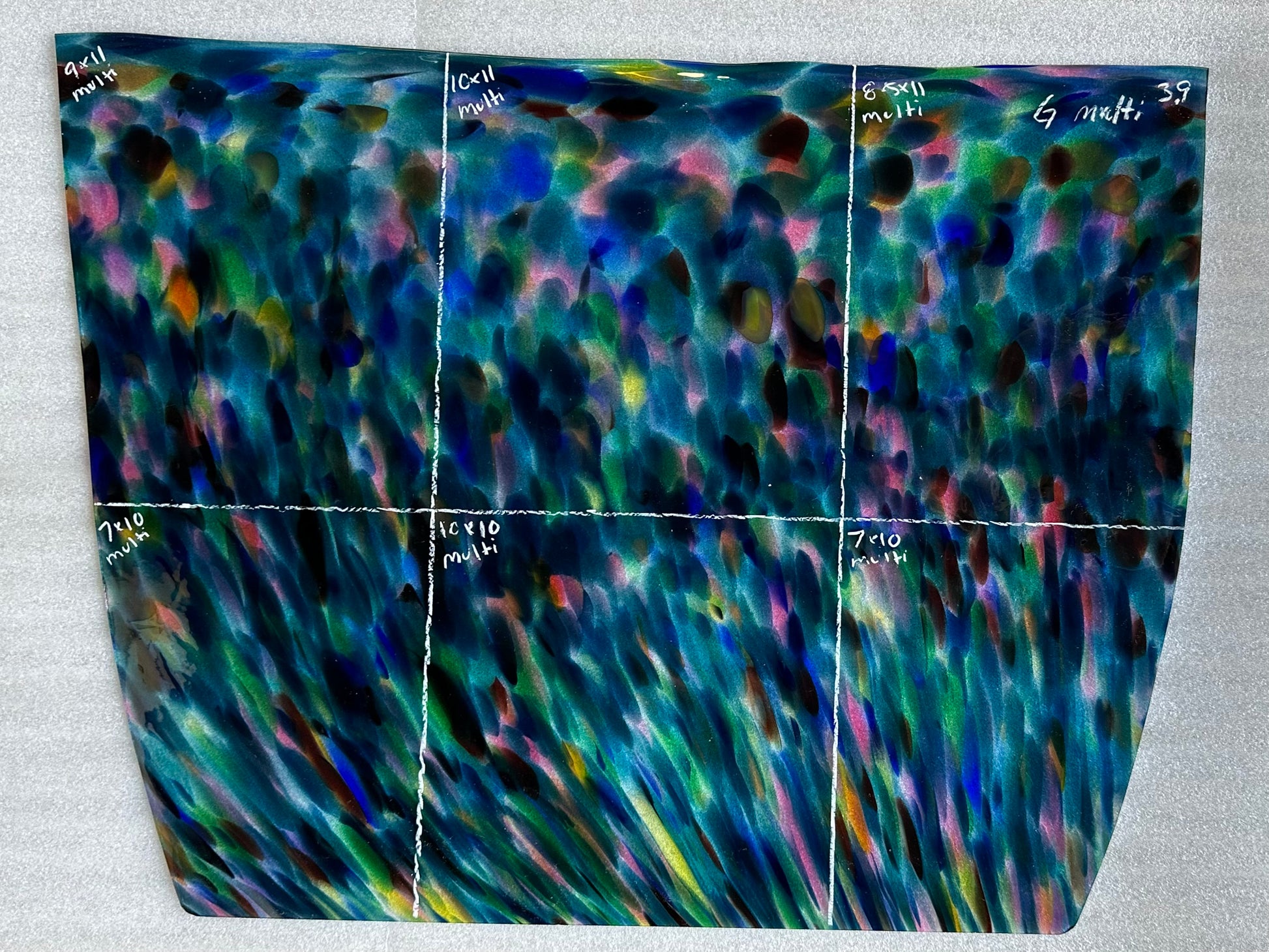 G Multi Multiple colors on clear transparent glass. – Fremont Antique Glass